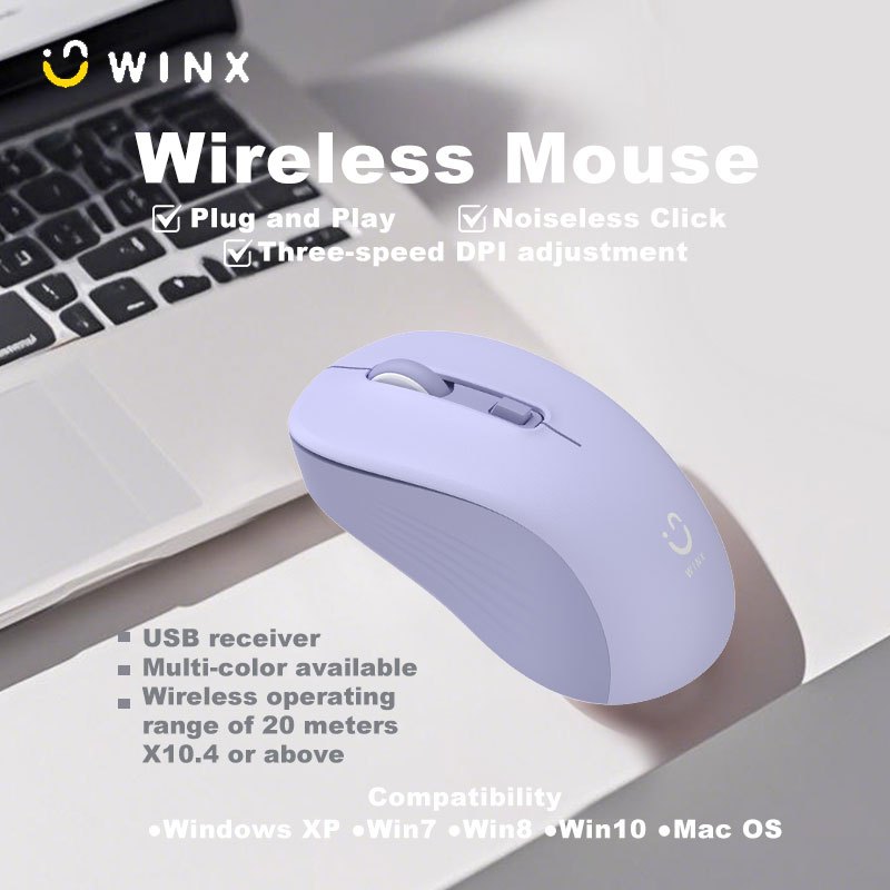 WINX (2 Years warranty) Portable and silent wireless mouse with three levels of DPI adjustment ...