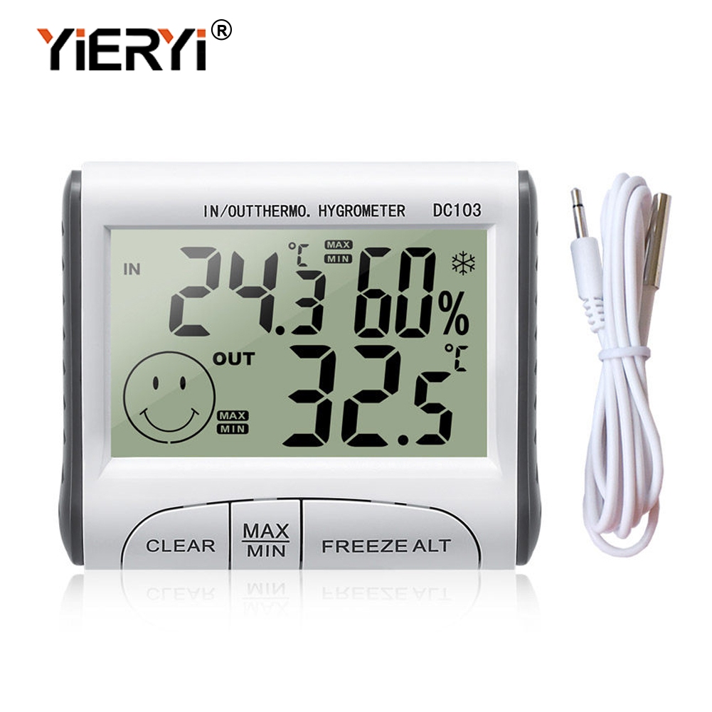 YIERYI DC103 Smart Indoor/Outdoor Thermohygrometer – HD Screen, Freeze ...