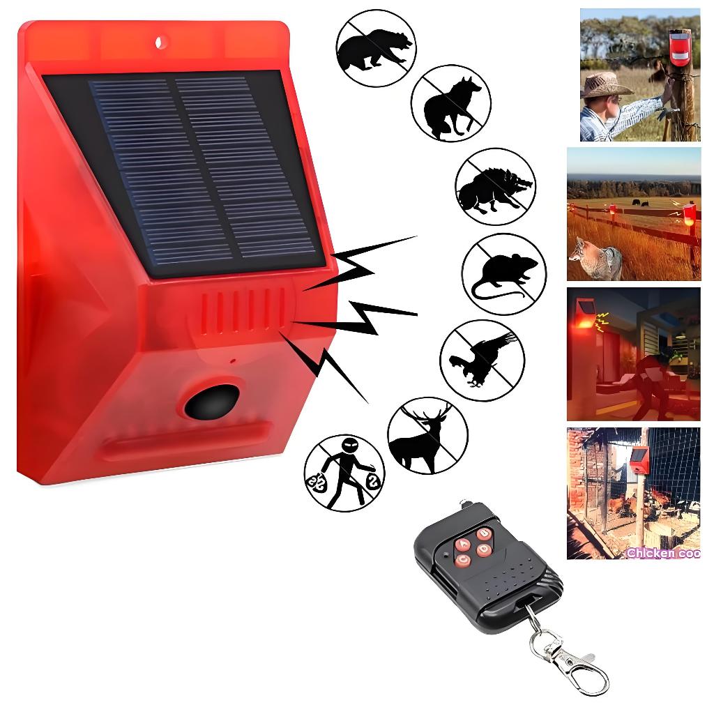 Solar Security Alarm Motion Sensor Sound & Light Siren Alarm Warning ...