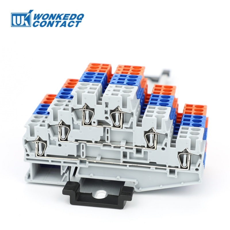 ST2.5-3L Triple Level Spring Terminal Block Din Rail Mount 2.5mm Cable Connector 3 Layers ST 2.5 ...