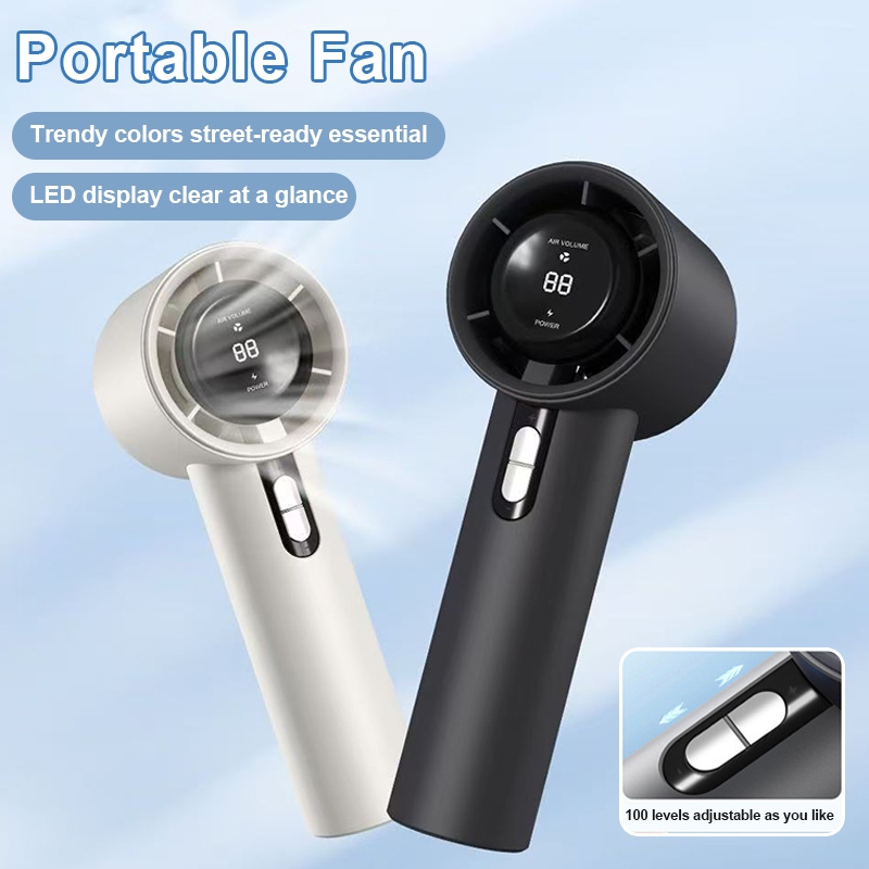 100-Speed Adjustable Handheld Turbofan with LED Screen - Rechargeable ...