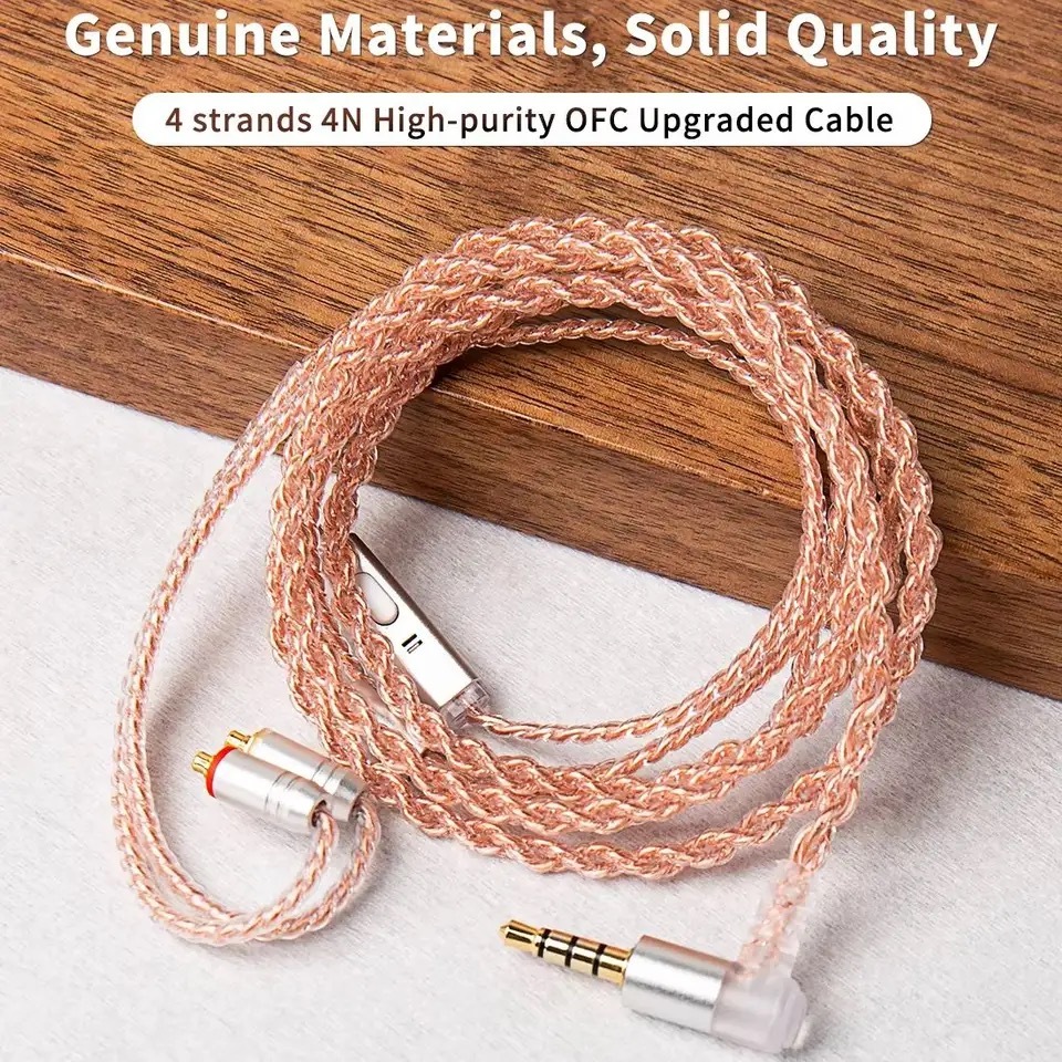KBEAR 4 Core Copper Earphones Upgrade Cable 2PIN/QDC KZ C Pin/TFZ/MMCX ...