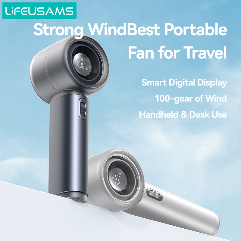 USAMS Handheld Fan Mini Fan Rechargeable Jet Fan 100 Gear Wind Speed ...
