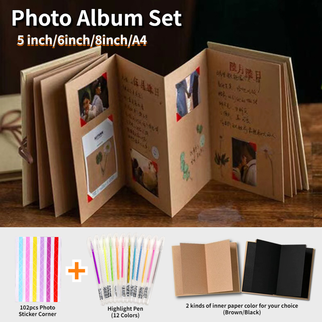 [Coisíní] DIY Scrapbook Album 5 inch 6inch 8inch Photo Album Accordion ...