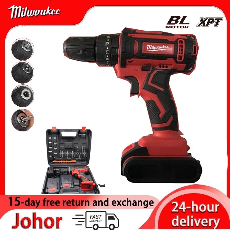 [MY]Milwoukcc 29 PCS Impact Drill Cordless Hand Drill Set Li-on Battery ...