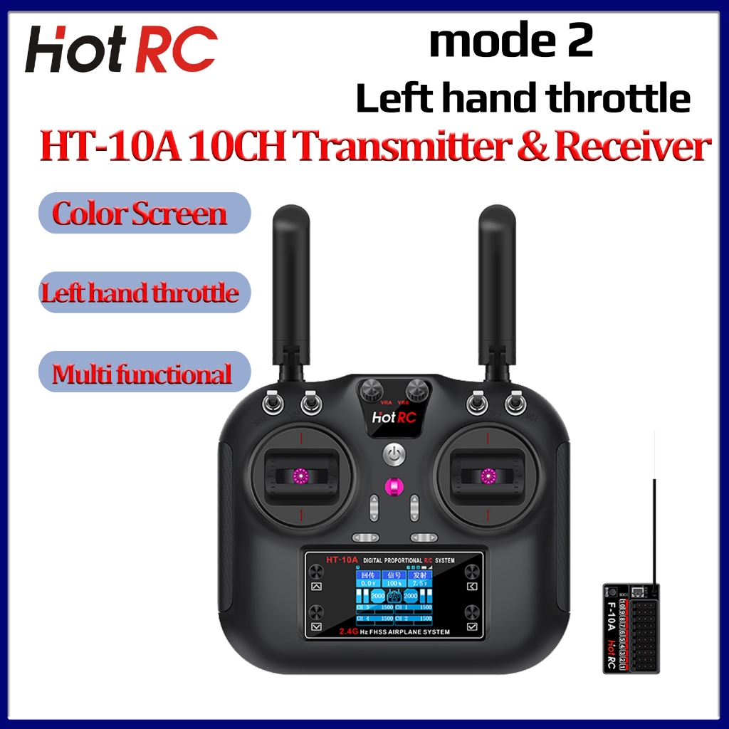 Hotrc Hot rc HT-10A HT10A 2.4Ghz 10CH Remote Controller Mode 2 Left ...