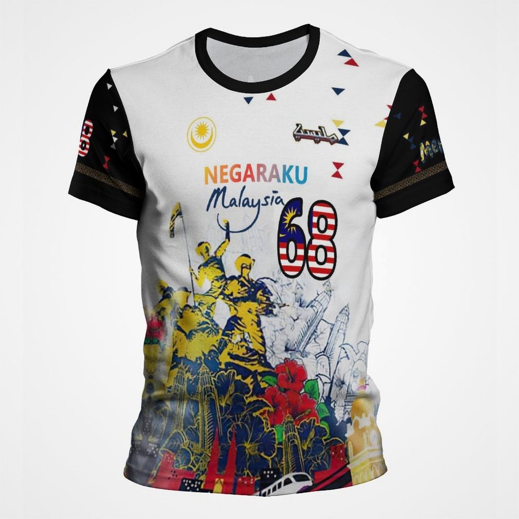 68th Design Sublimation Casual Loose Men's T-shirt MALAYSIA MERDEKA 68 ...