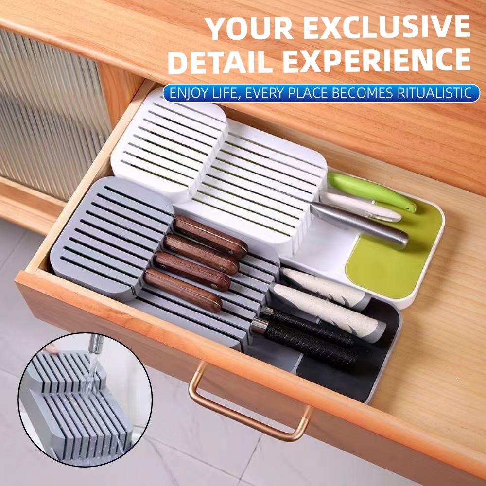 Drawer Store Knife Organiser Tray Plastic Knife Holder Knives Utensil ...