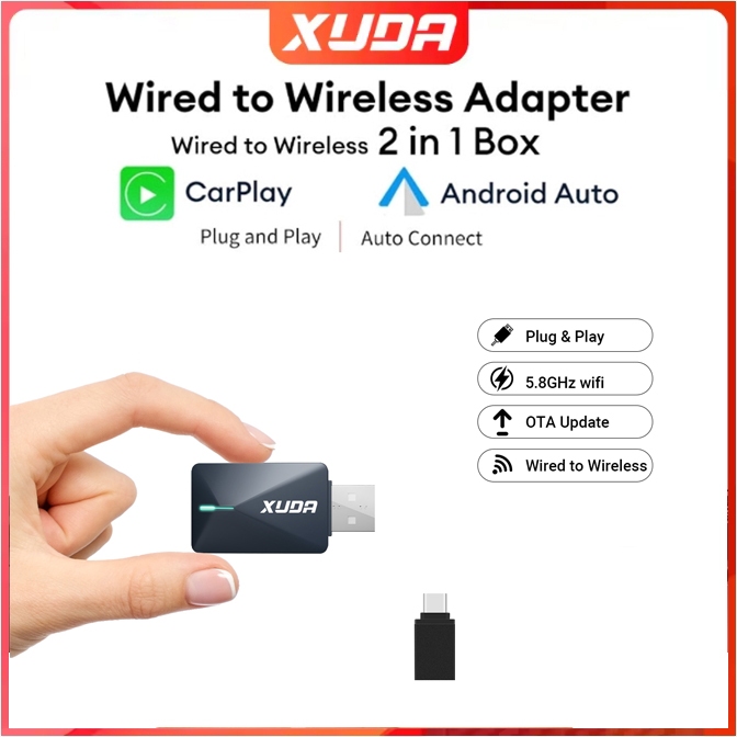 NEW Mini 2in1 Wireless CarPlay&Android Auto Wireless Adapter Smart Mini ...