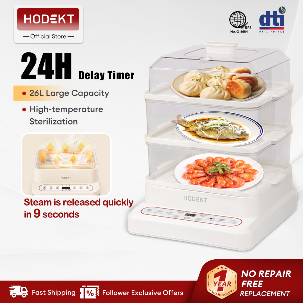 HODEKT-Pengukus Elektrik 26L 3 Layers Electric Food Steamer Detachable ...