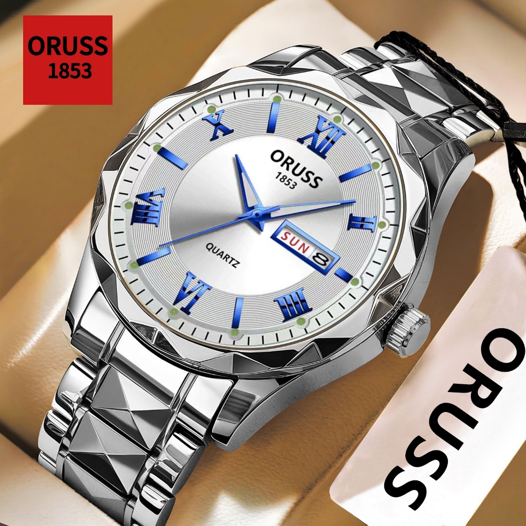 ORUSS Original Men Stainless Steel Dual Calendar Luxury Luminous ...