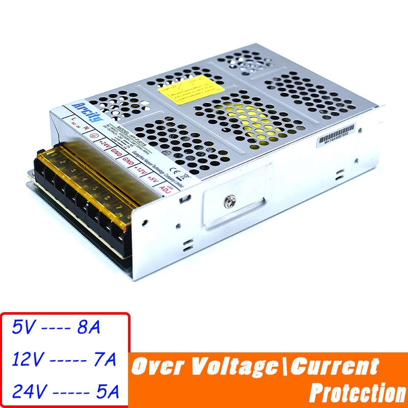 +5V/8A +12V/7A +24V/5A Output Switching Power Supply PSU Adjustable ...