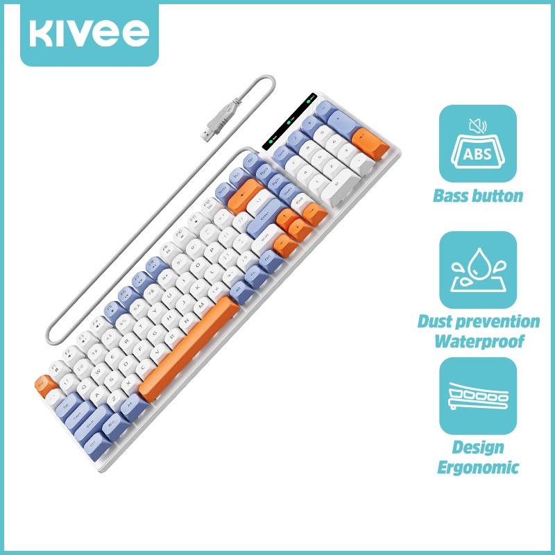 KIVEE K53 Silent Wired Keyboard Ergonomic Design Waterproof Portable ...