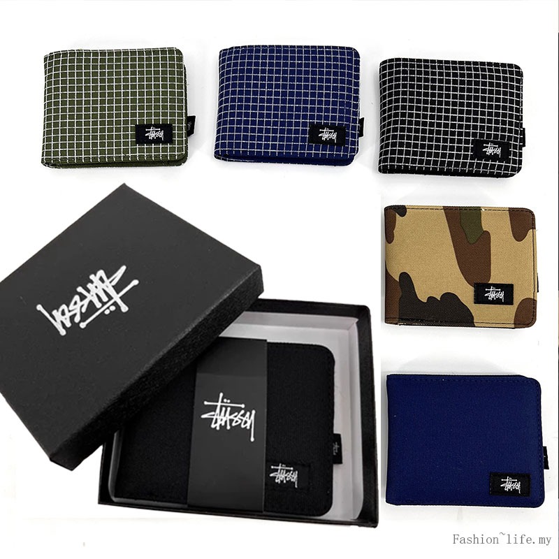 ready stock onhand Stussy Minimalist Two Fold Short Wallet Gift Beg ...