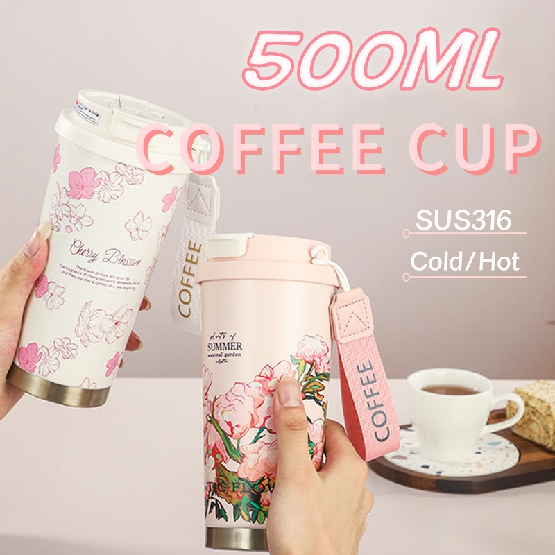 Brioo 500ML Coffee Cup Tumbler 316 Stainless Steel Botol Air With Leakproof Lid Vacuum ...