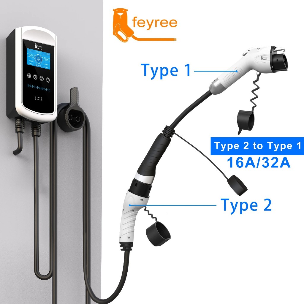 feyree Type 2 to J1772 Type 1 Charging Cable Adapter for EV Charging ...