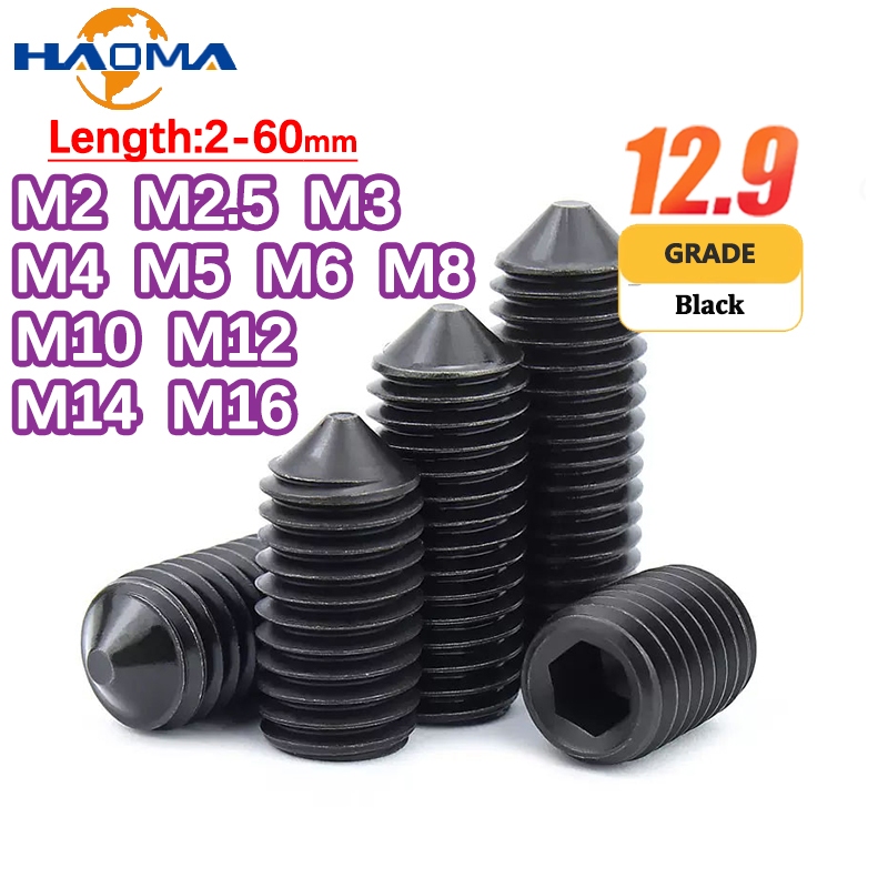GRADE 12.9 Black Carbon Steel Hex Hexagon Allen Head Socket Screw Cone ...