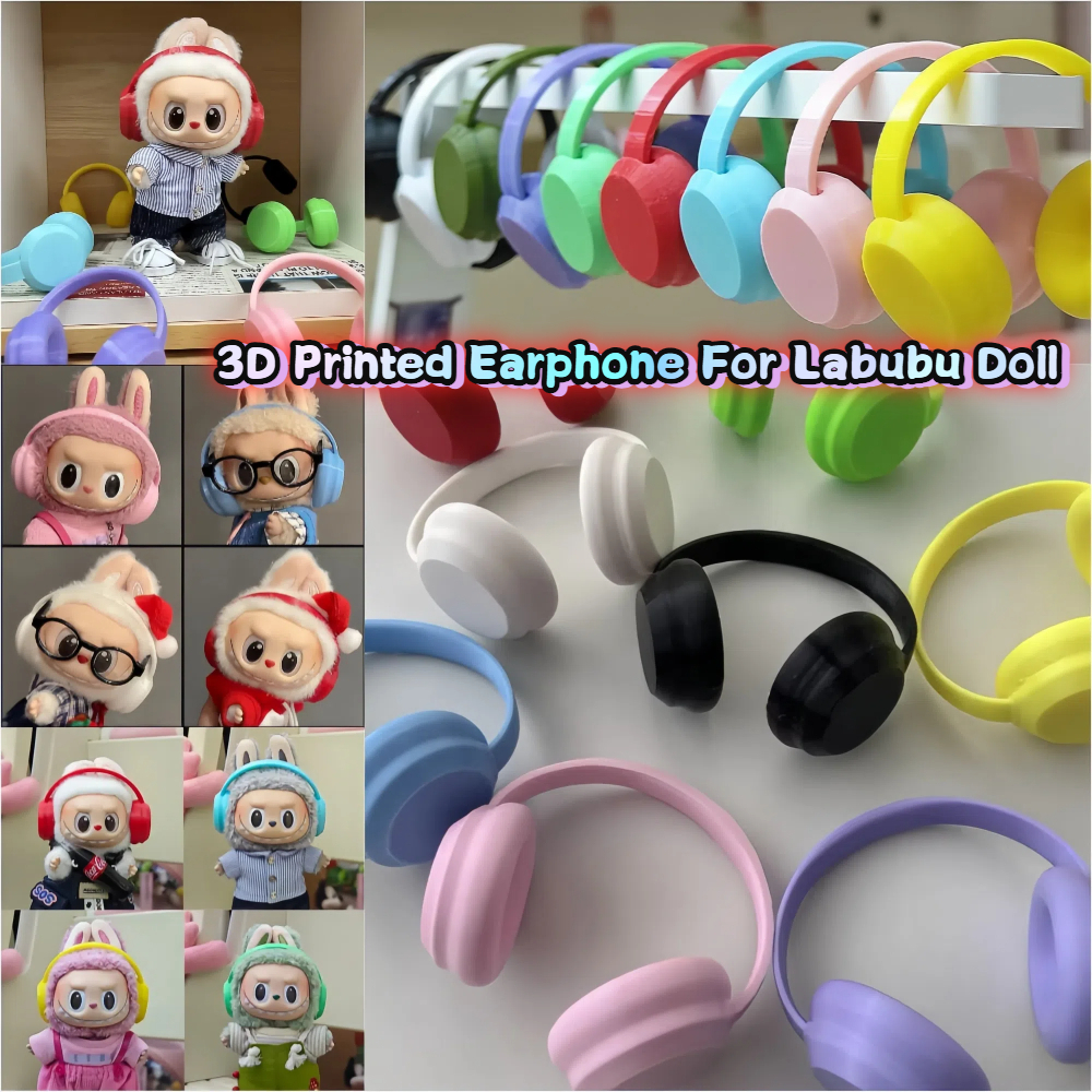 Labubu Earphone | 3D Printed Headset For 15-17cm Labubu V1 V2 V3 Doll ...