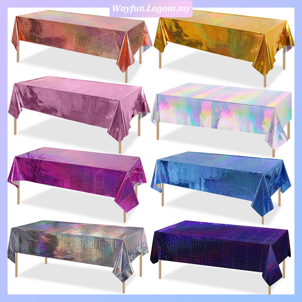 【7 Style】137*274Cm Laser Alas Meja Waterproof Design Table Cloth For ...