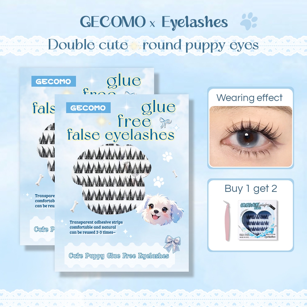 【Selangor Shipment】GECOMO Cute Puppy Glue-free False Eyelashes, DIY ...