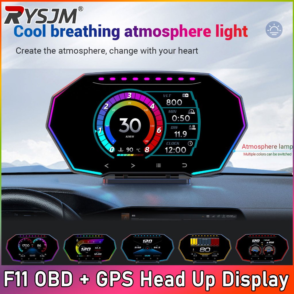 F11 GPS Car OBD Meter OBD2 Digital Smart LCD Gauge Digital Scanner Head ...