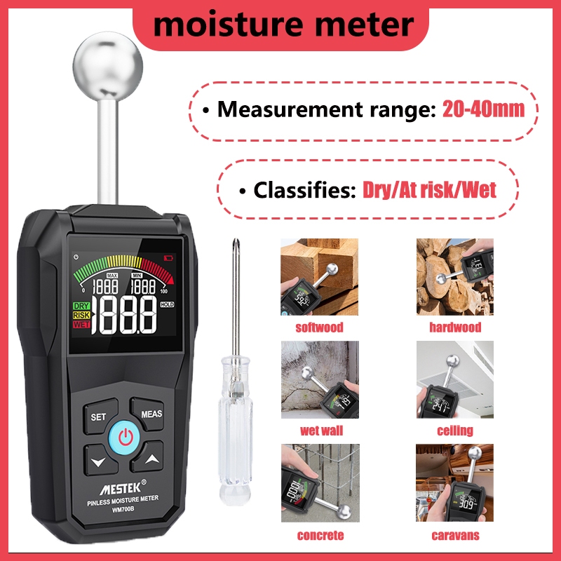Wood Moisture Detector Pinless Moisture Meter Non-Destructive Induction ...
