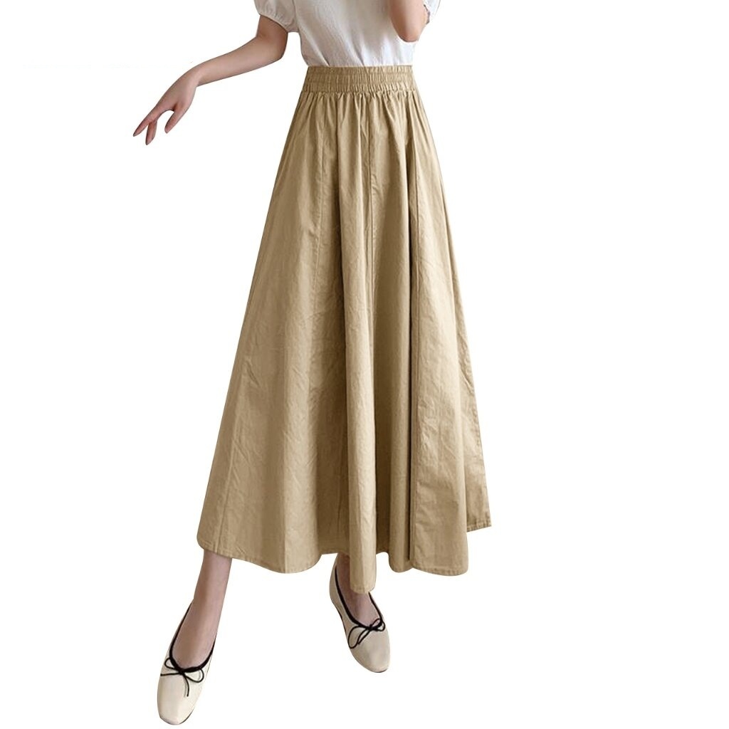 【READY STOCK】Bella A-line slim high waist long pleated skirt women ...