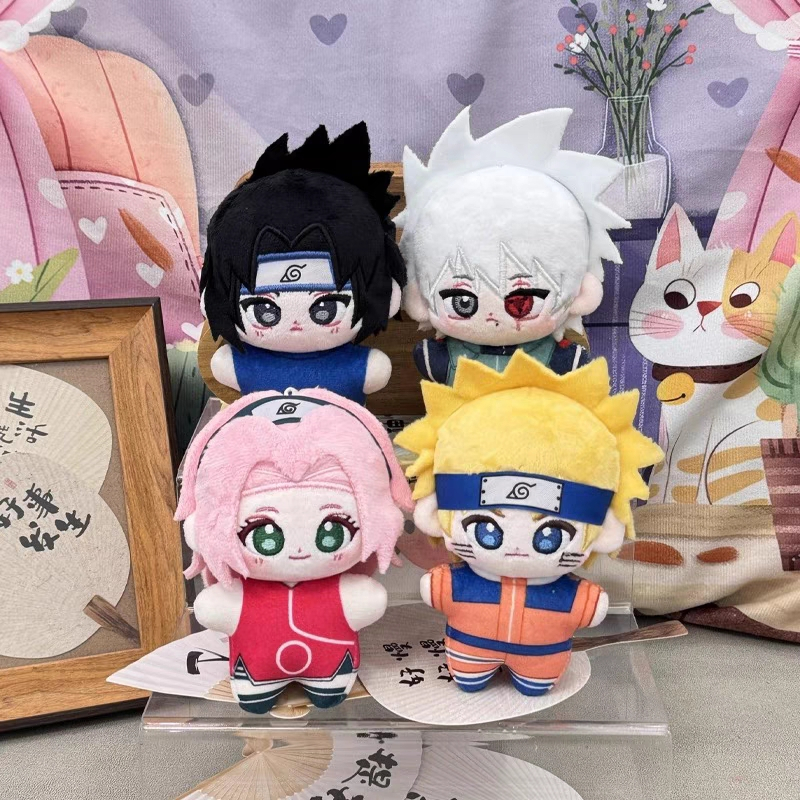 10cm Naruto Kakashi Naruto Sasuke Sakura Plush Keychain Anime Soft ...