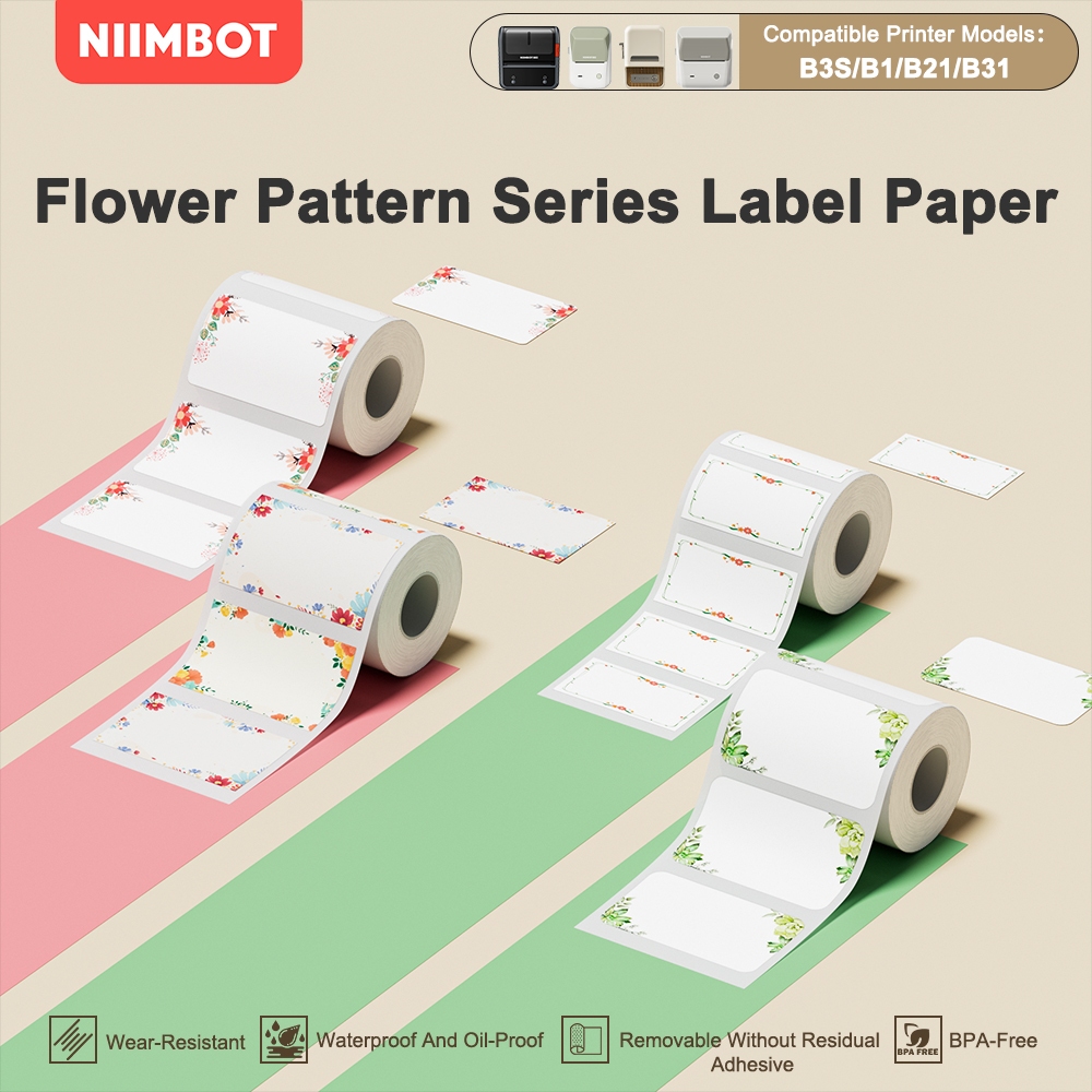 NIIMBOT B21/B1/B3S Flower and Grass Series Thermal Label Paper ...