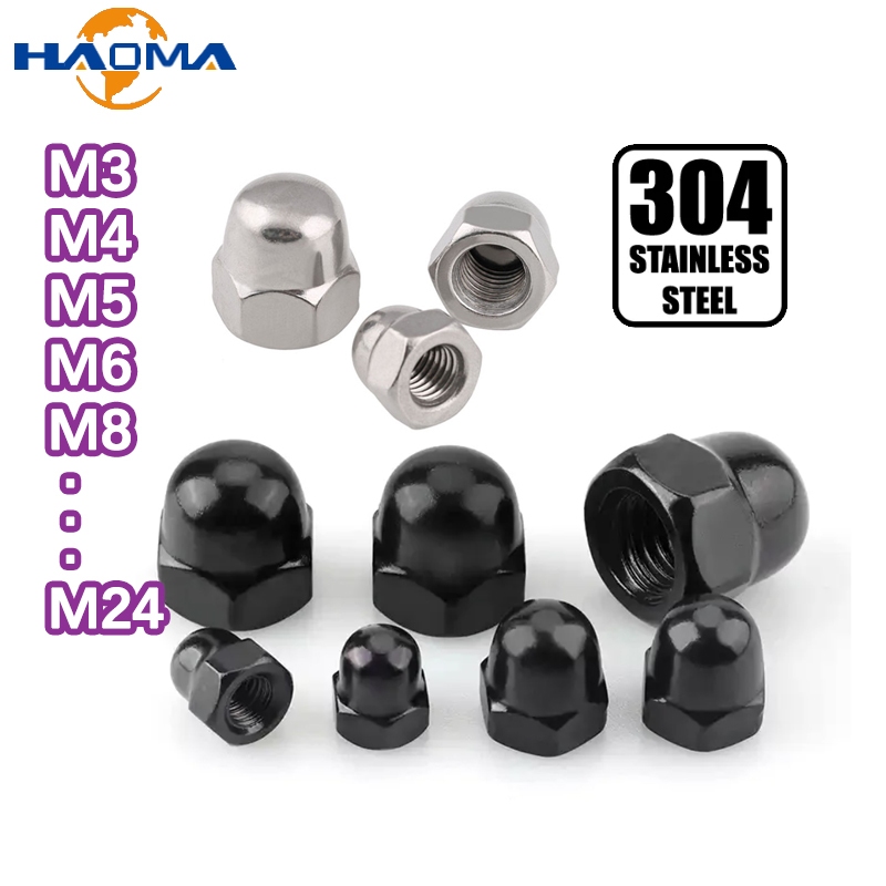 304 Stainless Steel Hex Cap Nuts M3 M4 M5 M6 M8 M10 M12 M14 M16 M18 M20 M22 M24 Black Stainless ...