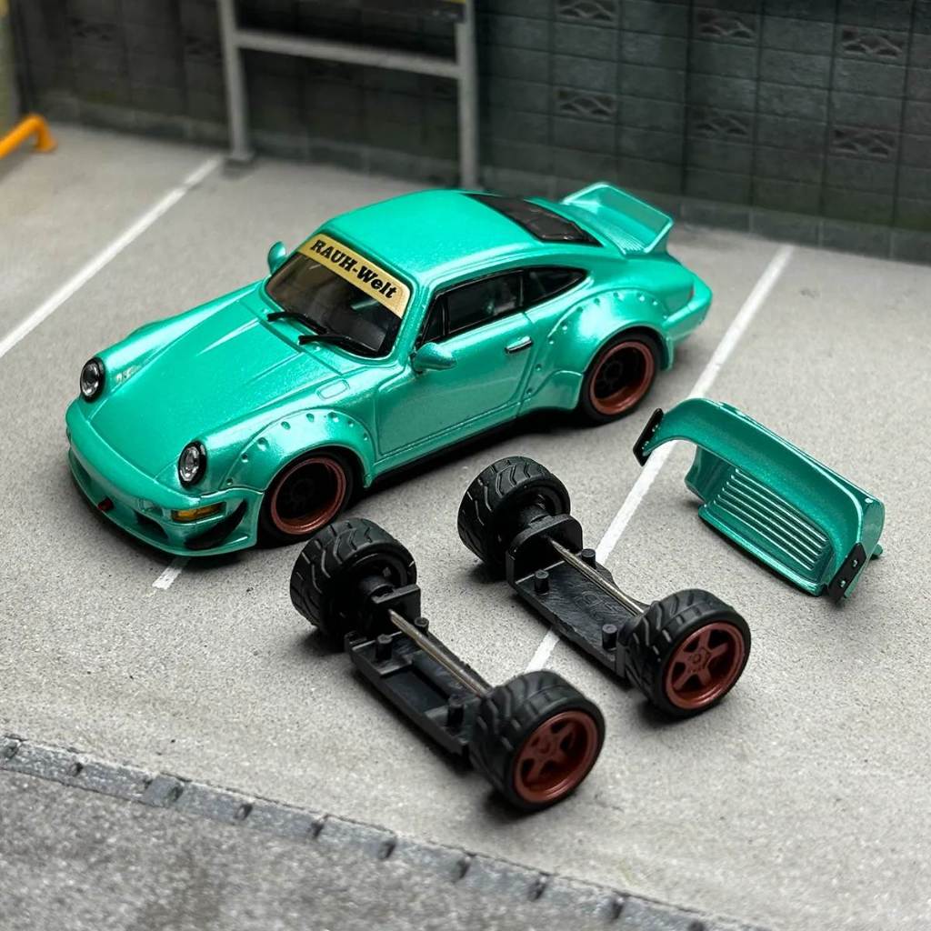 CM 1 64 Green RWB 964 Widebody Classic Sports Model Diecast Collect Car ...