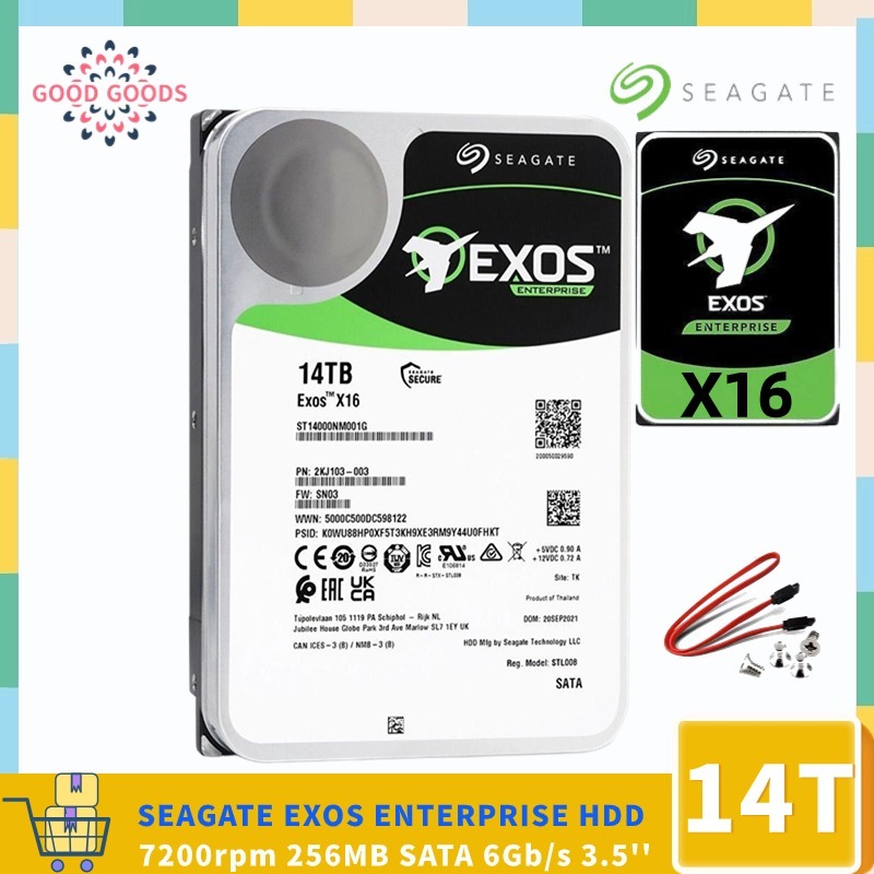 SEAGATE EXOS X16 14TB ST14000NM001G 3.5 HDD 7200rpm 256MB SATA 6Gb/s ...
