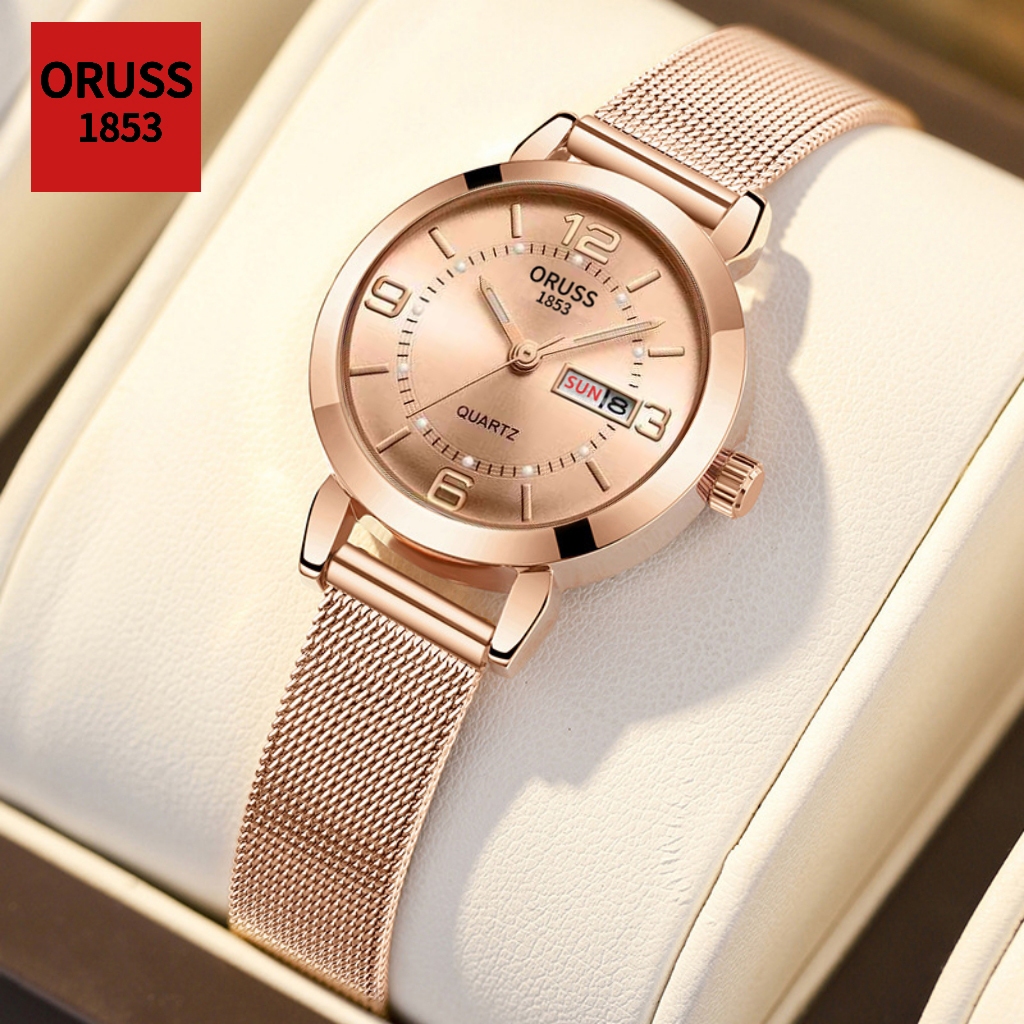ORUSS Original Women Luxury Stainless Steel Luminous Waterproof Dual ...