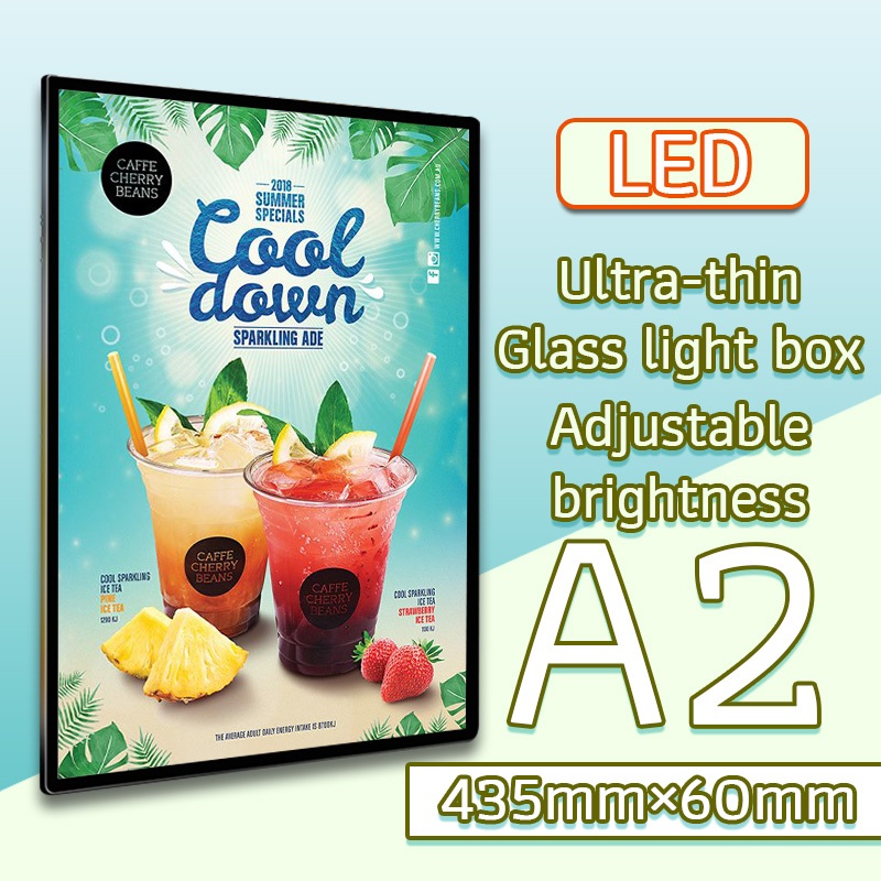 A2 Wall-mounted LED ultra-thin light box, aluminum alloy frame, glass ...