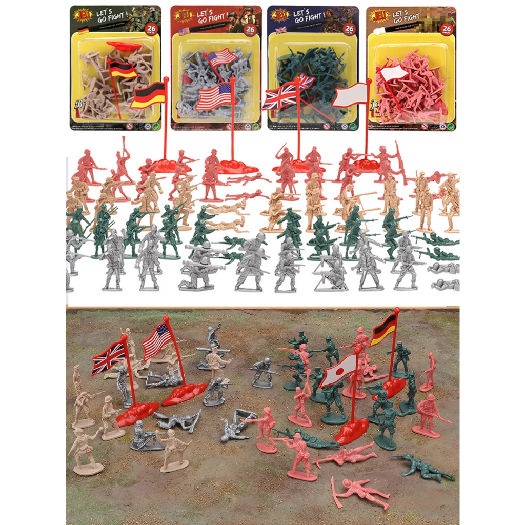 ViiKONDO Army Men Toy Military Action Figure WWII Battlefield Gray/Pink ...