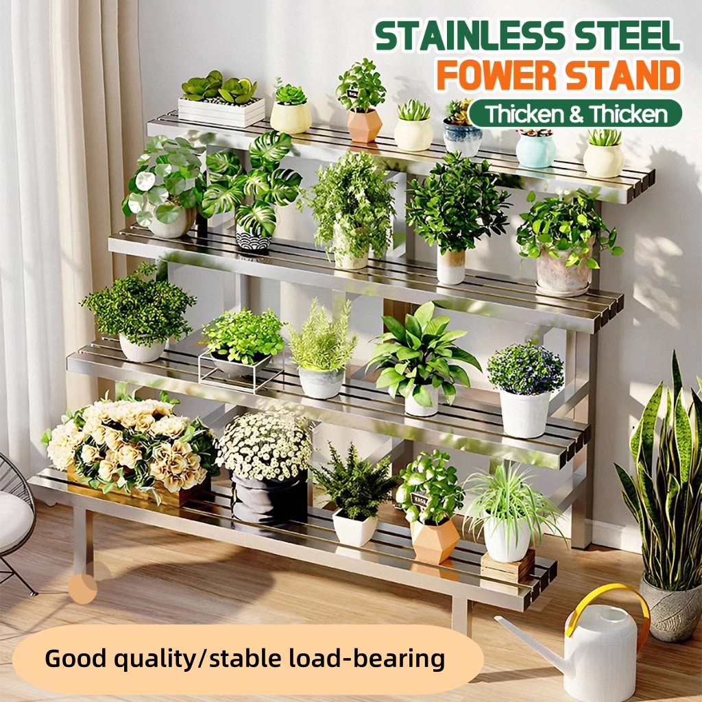 2-4 layerStainless Steel Stand Flower Stand Flower Pot Stand Garden ...