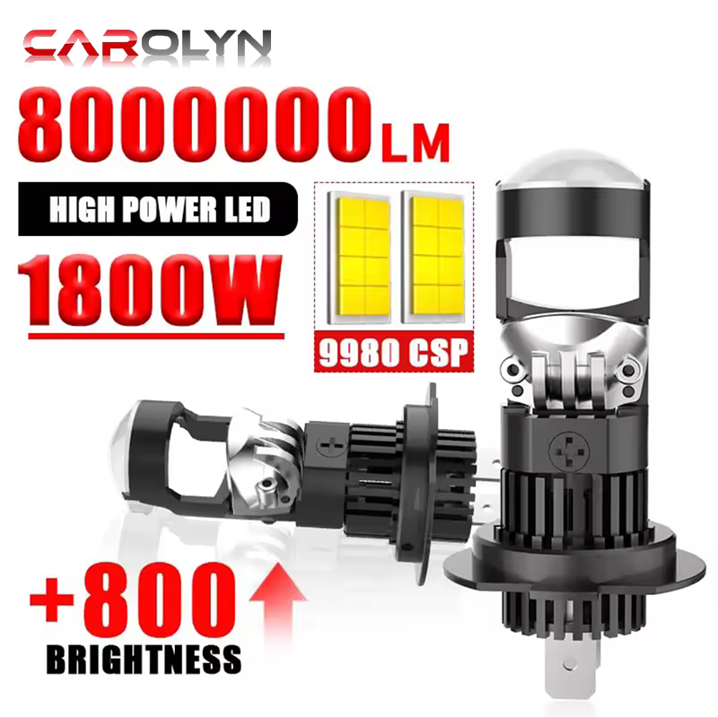 Carolyn H7 H4 LED Lens Projector Mini Bulb Canbus Fanless Headlight For Car/Motorcycle 12V Plug ...