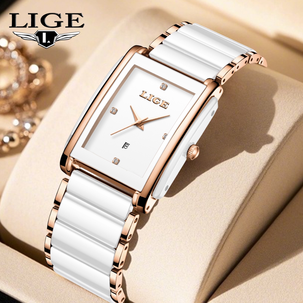 LIGE New Watch for Women Men Luxury Ladies Ceramics Strap Quartz ...