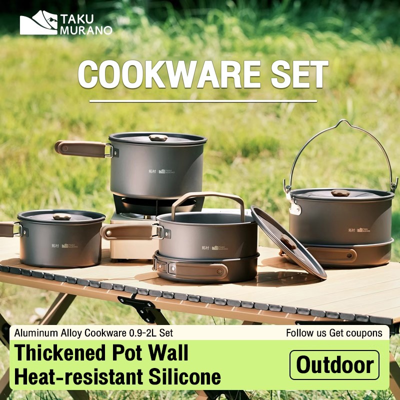 TAKU Camping Cooking set 𝗙𝗼𝗿 𝟰-𝟲 𝗽𝗲𝗼𝗽𝗹𝗲 Camping Cookware Kit Picnic ...