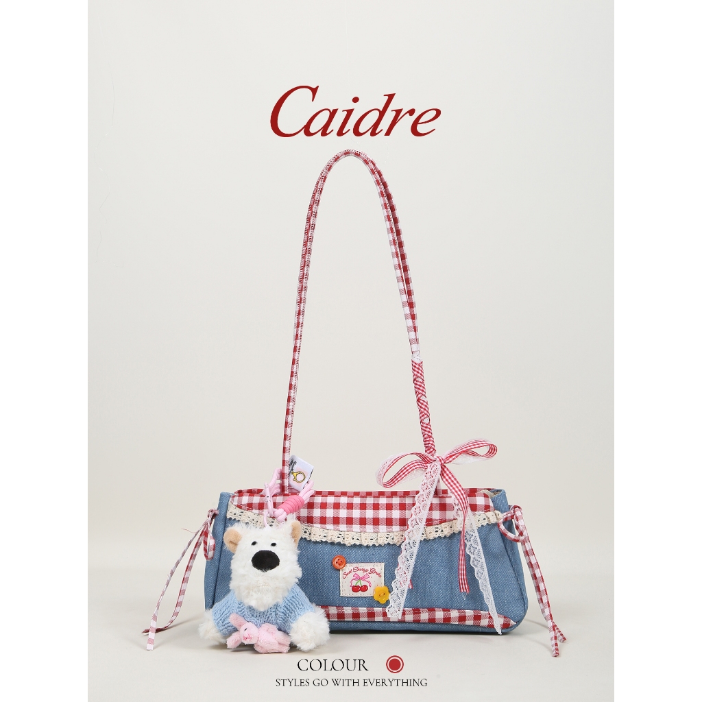 Caidre Plaid Handbag Female Bow Baguette Shoulder Bag | Shopee Malaysia