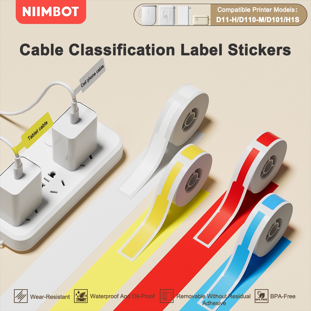 NIIMBOT D11/D110/D101 Waterproof Cable Label Paper Stickers for Network ...