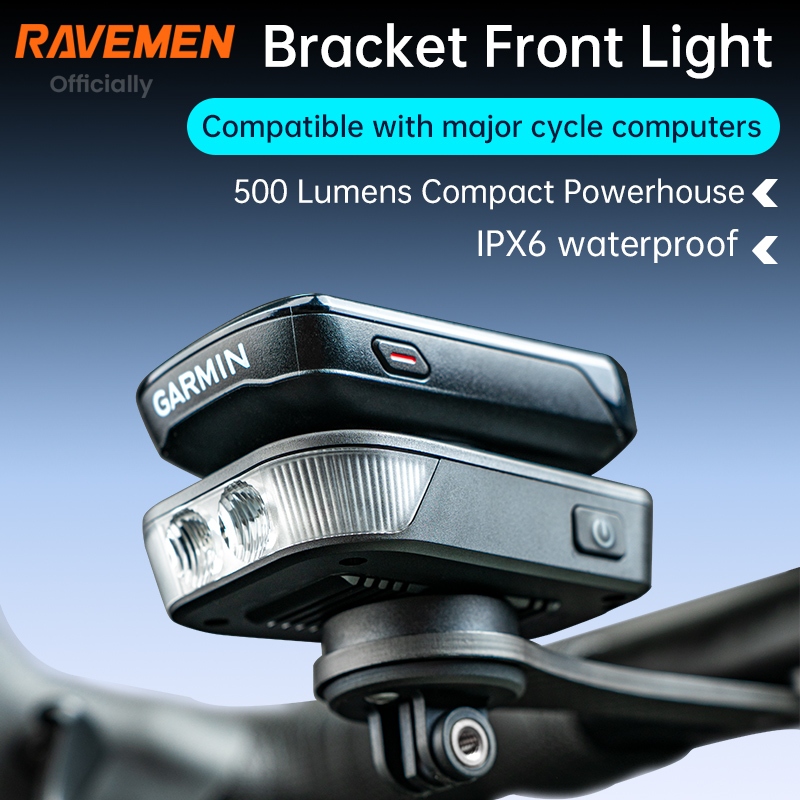 RAVEMEN FR500 Stackable Bike Light for Computer Mount Warning & Headlight Road/MTB Cycling ...