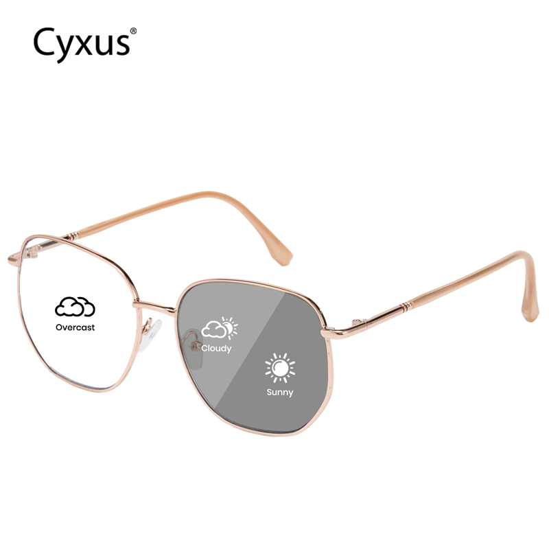 Cyxus Photochromic Metal Frame Anti Blue Light Glasses Computer Gaming ...