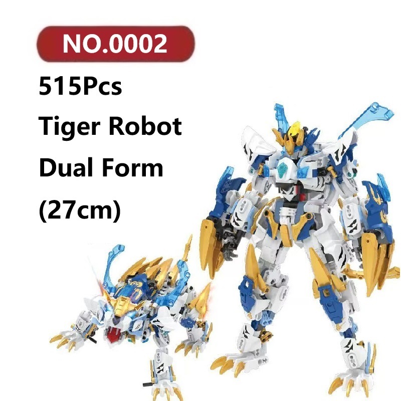 White Tiger Mech Dual Form Building Blocks 515 Pcs JAKI Mecha Bricks ...