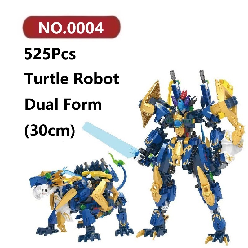 Turtle Snake Mech Dual Form Building Blocks 525 Pcs JAKI Mecha Bricks ...