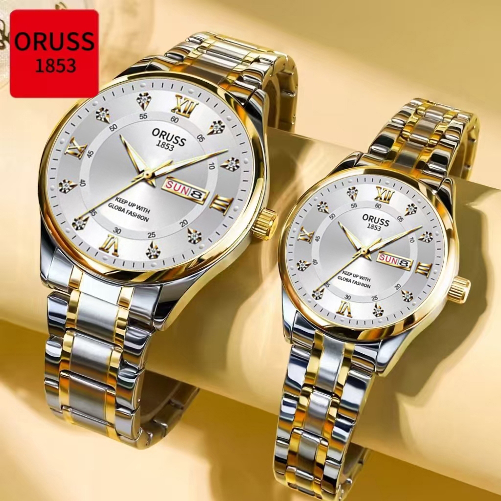 ORUSS Original 2 Pcs Couple Stainless Steel Luxury Couple Fashion Dual ...
