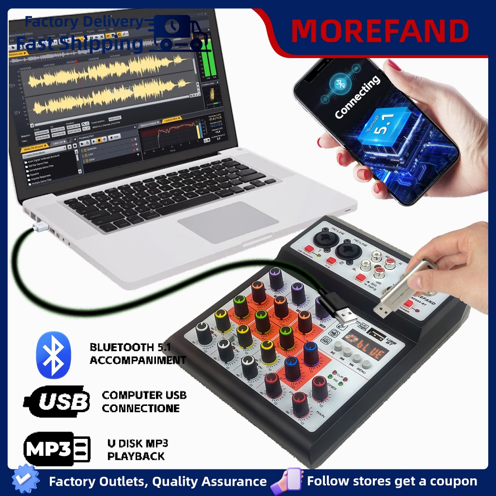 MINI Mixer 4 Channel for Live Streaming Audio Mixer with Equalizer ...