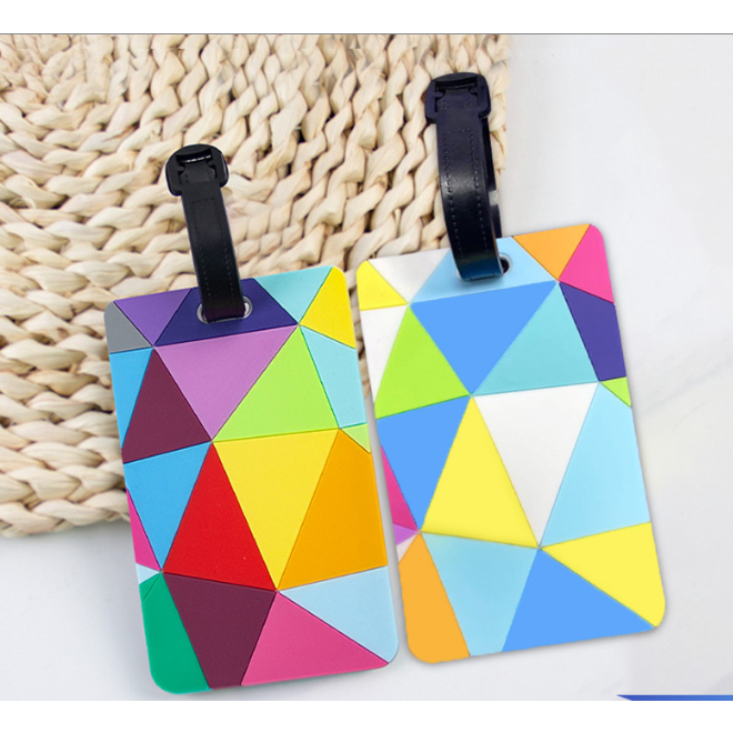 Colorful Triangle Pattern Luggage Tag with PVC Soft Gel Name Plate ...