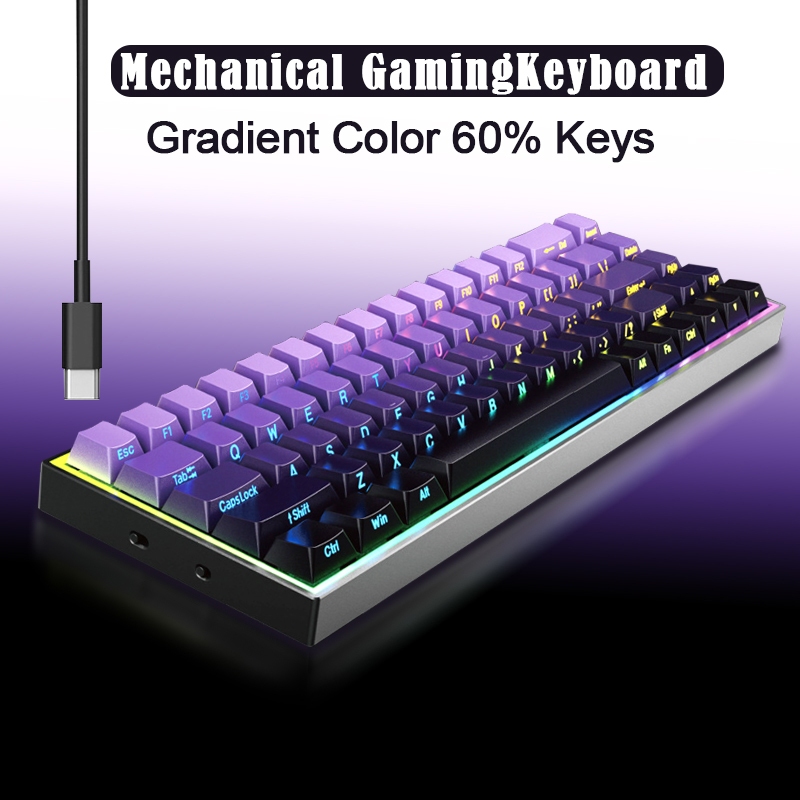 Mechanical Keyboard Gradient 60% Gaming Keyboard Green Axis 61-Key ...