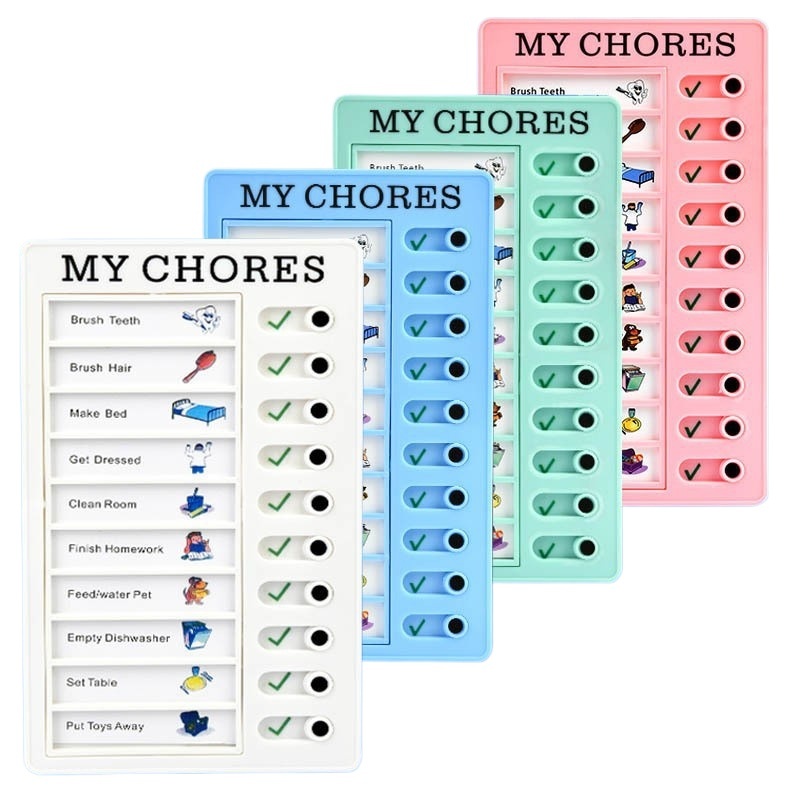 Reusable My Chores Checklist Daily Planner Memo Plastic Board Chore Chart Responsibility ...